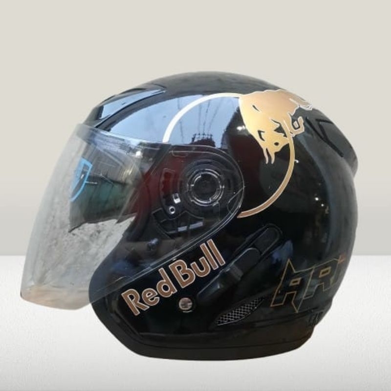 Jual HELM CENTRO DOUBLE VISOR MOTIF LEOPARD REDBULL | Shopee Indonesia