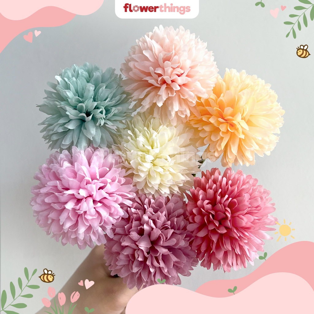 Jual POMPOM / PING PONG - BUNGA ARTIFICIAL / PALSU / BUATAN BAHAN KAIN ...