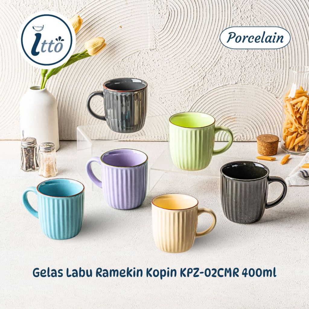 Jual Gelas Labu Ramekin Kopin KPZ-02CMR 400ml Porcelain Keramik ...