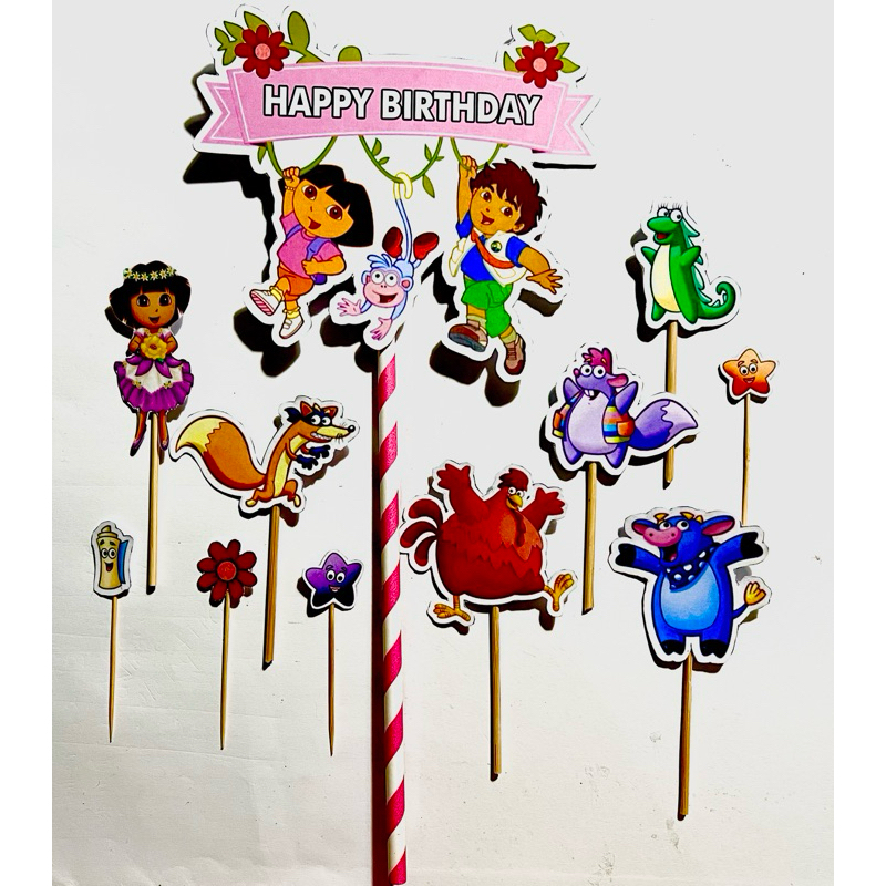 Jual Topper hiasan kue Dora the explorer / cake topper Dora bahan ...