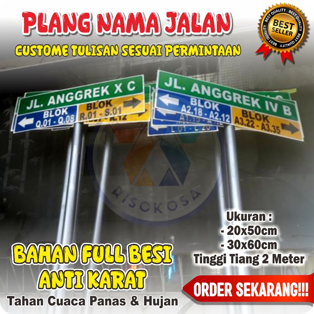 Jual PLANG NAMA JALAN / PLANG PETUNJUK ARAH CUSTOME (BEBAS REQUEST NAMA ...