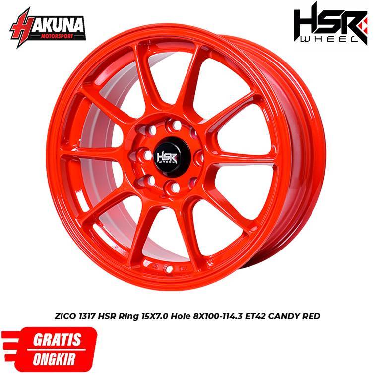 Jual VELG MOBIL HSR ZICO CANDY RED R15 UNTUK JAZZ,BRIO,AVANZA,AGYA,AYLA,SIGRA,XENIA,MOBILIO DLL ...