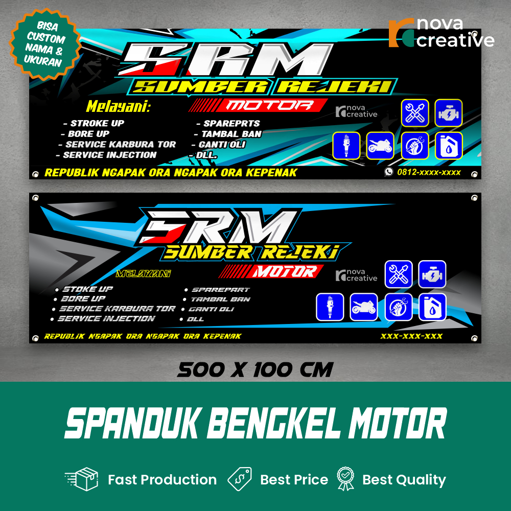 Jual Spanduk Bengkel Motor Dan Onderdil Baligho Custom Free Desain ...