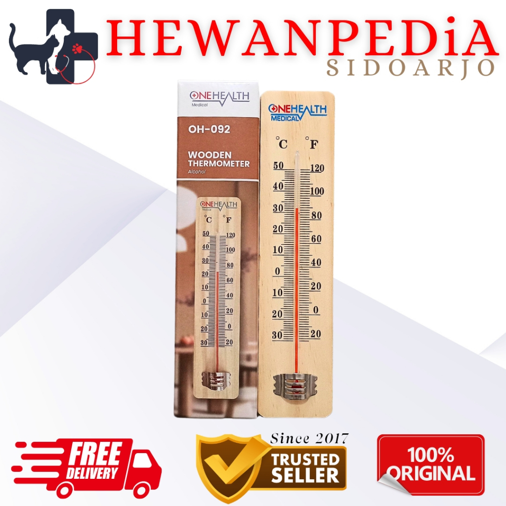 Jual TERMOMETER DINDING KAYU ONEMED Hewanpedia - Alat ukur suhu ruangan ...