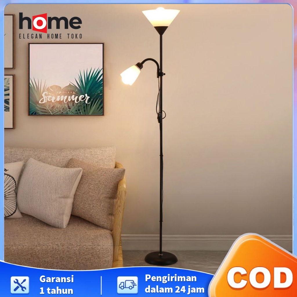 Jual E.Home lampu meja stand lampu lantai berdiri standing lamp double ...