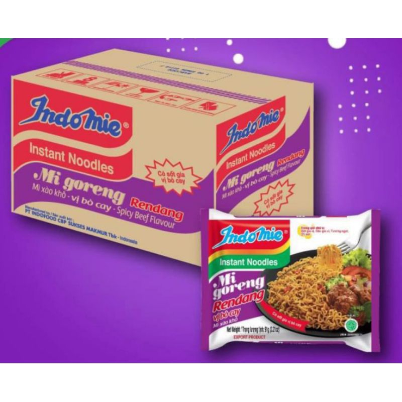 Jual indomie goreng rendang 1 dus isi 40 pcs mi instan mie rendang ...