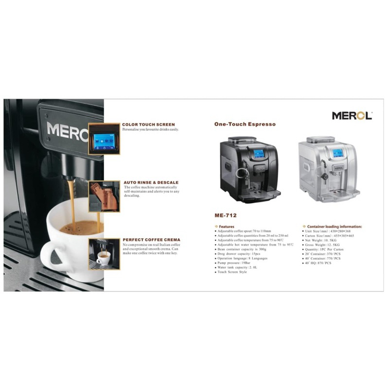 Jual Mesin Kopi Espresso Otomatis Merol 712 - Fully Automatic Coffee ...