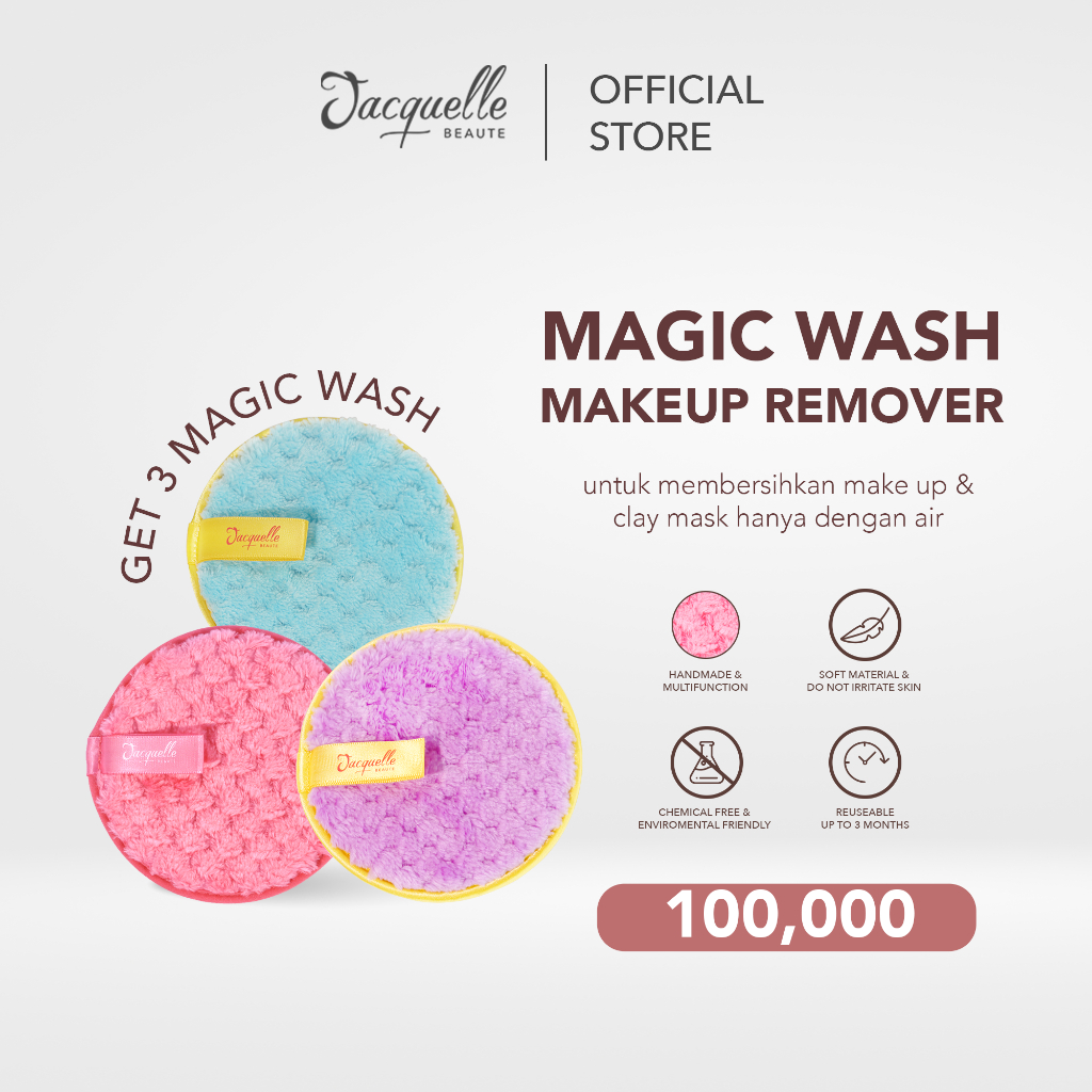 Jual Jacquelle Bundle Magic Wash Package Makeup Remover - Pink Blue ...
