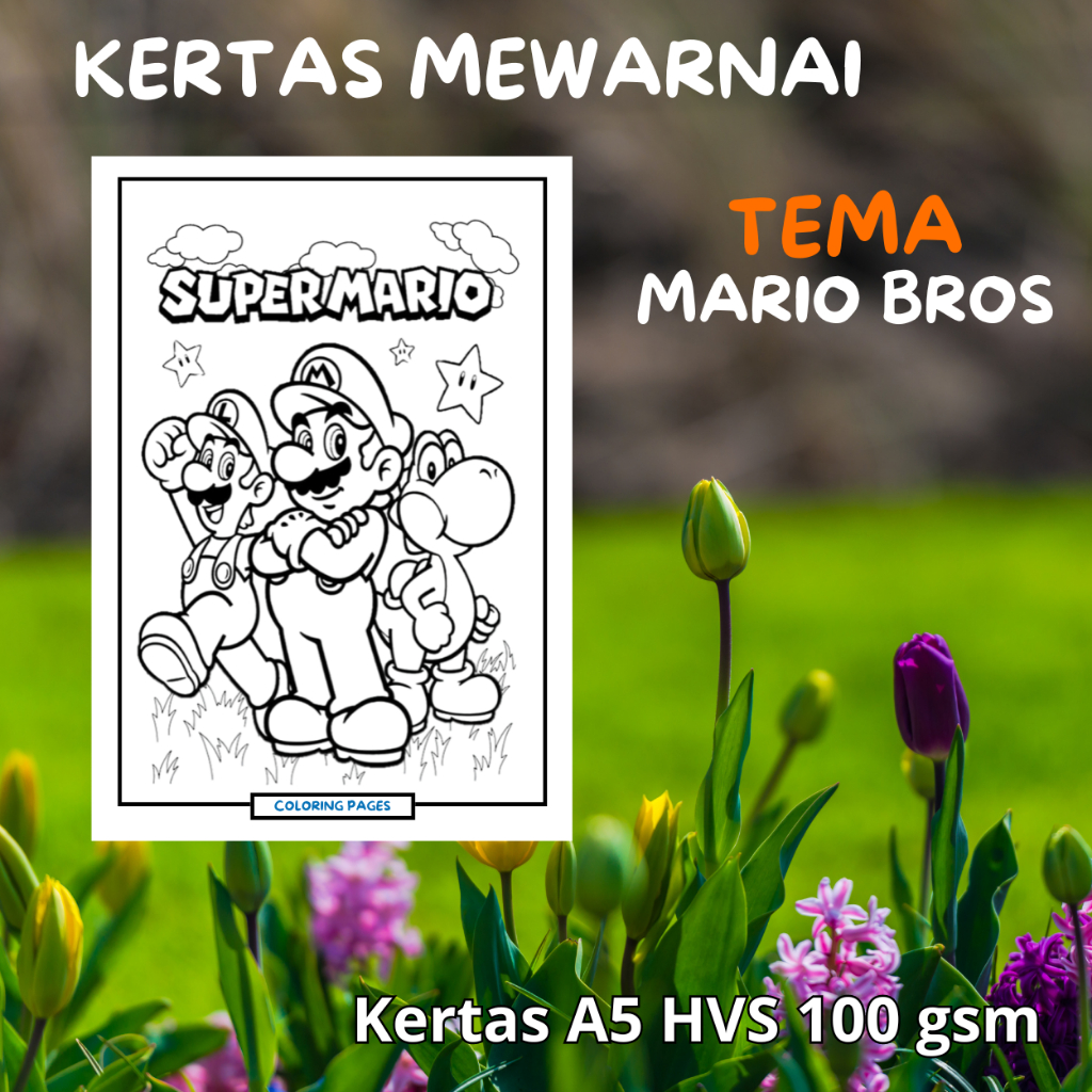 Jual MB01 Mewarnai Gambar MARIO BROS Untuk PAUD TK SD Kertas HVS 100gr ...