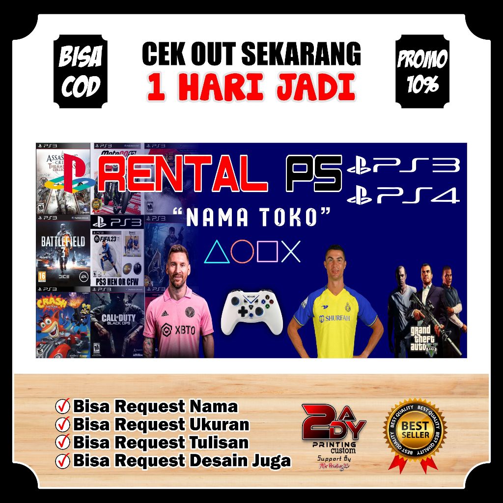 Jual Spanduk/Banner Rental Ps Playstation Ukuran 100x50cm | Shopee ...