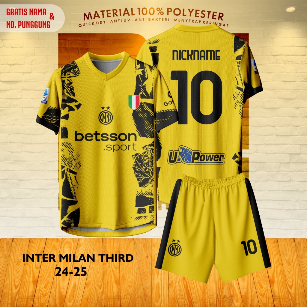 Jual Jersey Kaos Baju Atasan INTER MILAN THIRD KUNING 2024-2025 ...