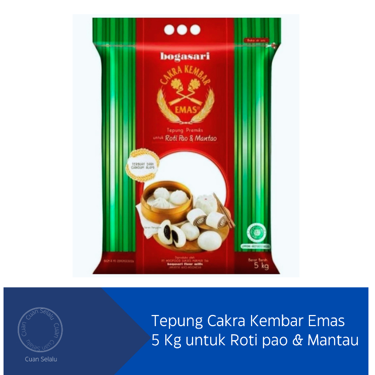 Jual Tepung Terigu Cakra Kembar Emas Untuk Pao dan Mantau 5 Kg | Shopee ...