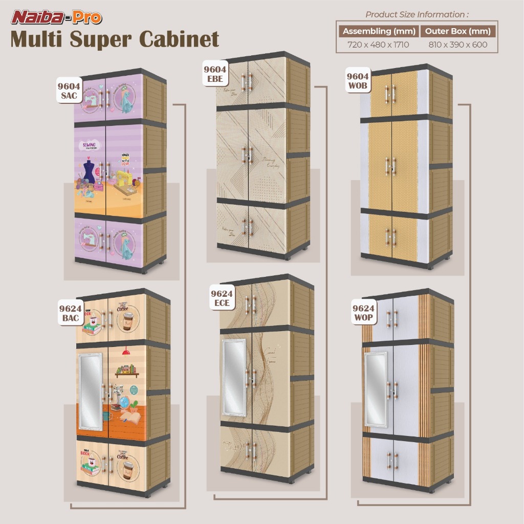 Jual NAIBA PRO LEMARI PLASTIK MULTI SUPER CABINET RAK 4 SUSUN KACA ...