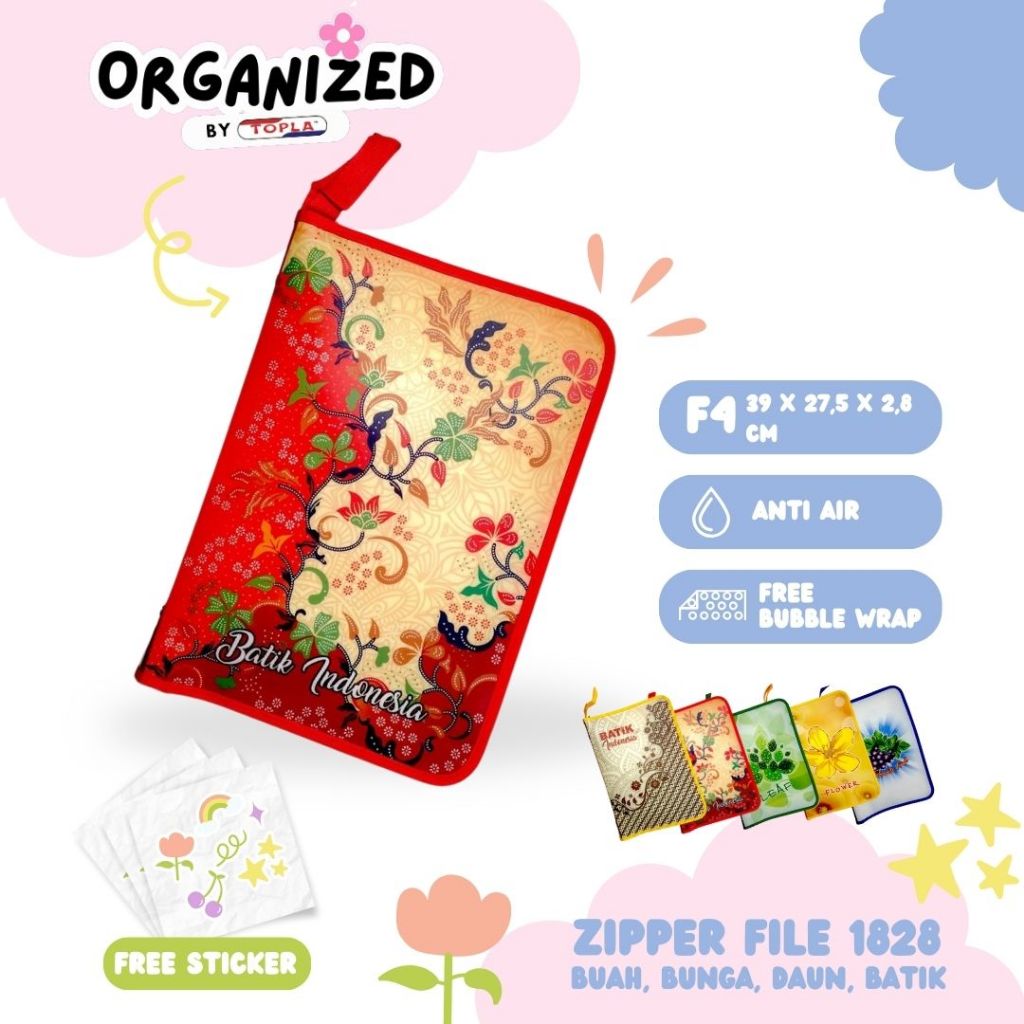 Jual Zipper File 1828 motif map dokumen file folder kertas berkas ...