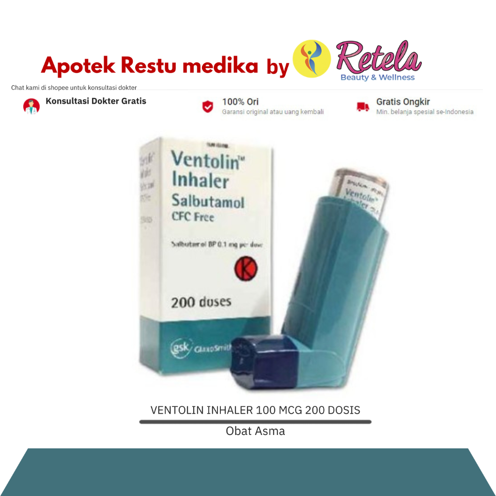 Jual VENTOLIN INHALER 100 MCG 200 DOSIS / OBAT ASMA | Shopee Indonesia