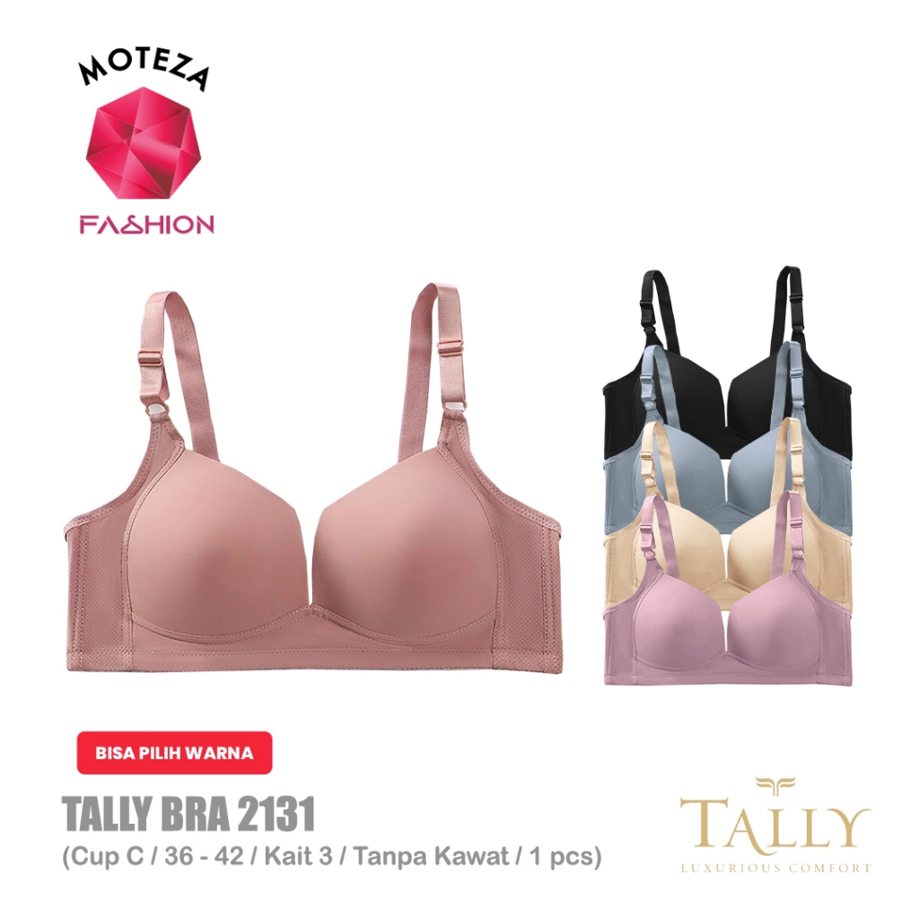 Jual Tally 2131 BH Bra Wanita | Tanpa Kawat | Busa Tipis | Cup C Kait 3 | Size 36-42 | Shopee ...