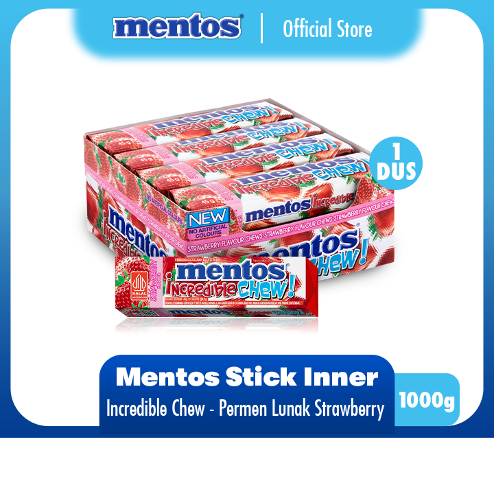 Jual Mentos Incredible Chew Strawberry 45g - Permen Rasa Stroberi (1 ...