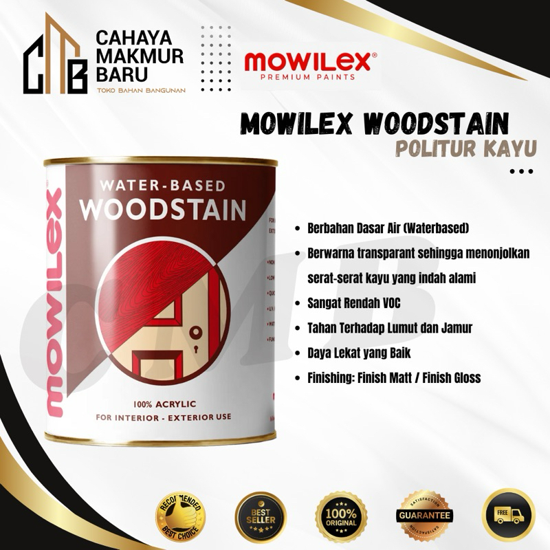 Jual Mowilex Woodstain Cat Pelapis Kayu Premium 1 L/Politur Kayu Mowilex 1 KG/Finishing Mowilex ...
