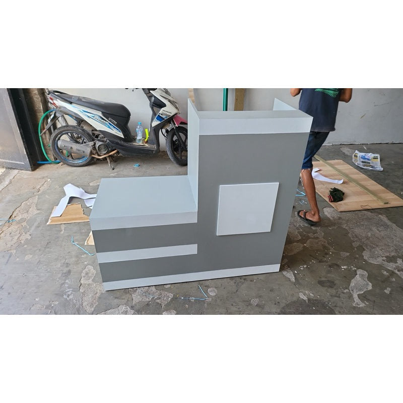 Jual meja kasir laundry motif abu2 | 120x50x110cm | Shopee Indonesia