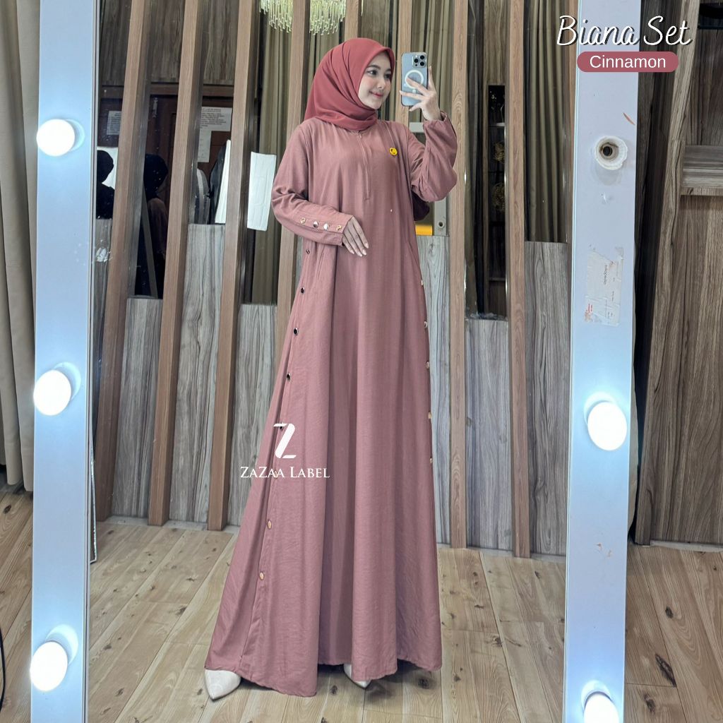 Jual Zazaa Label - Biana Set Gamis Katun Polo Linen Hijab Ceruty Pesta ...