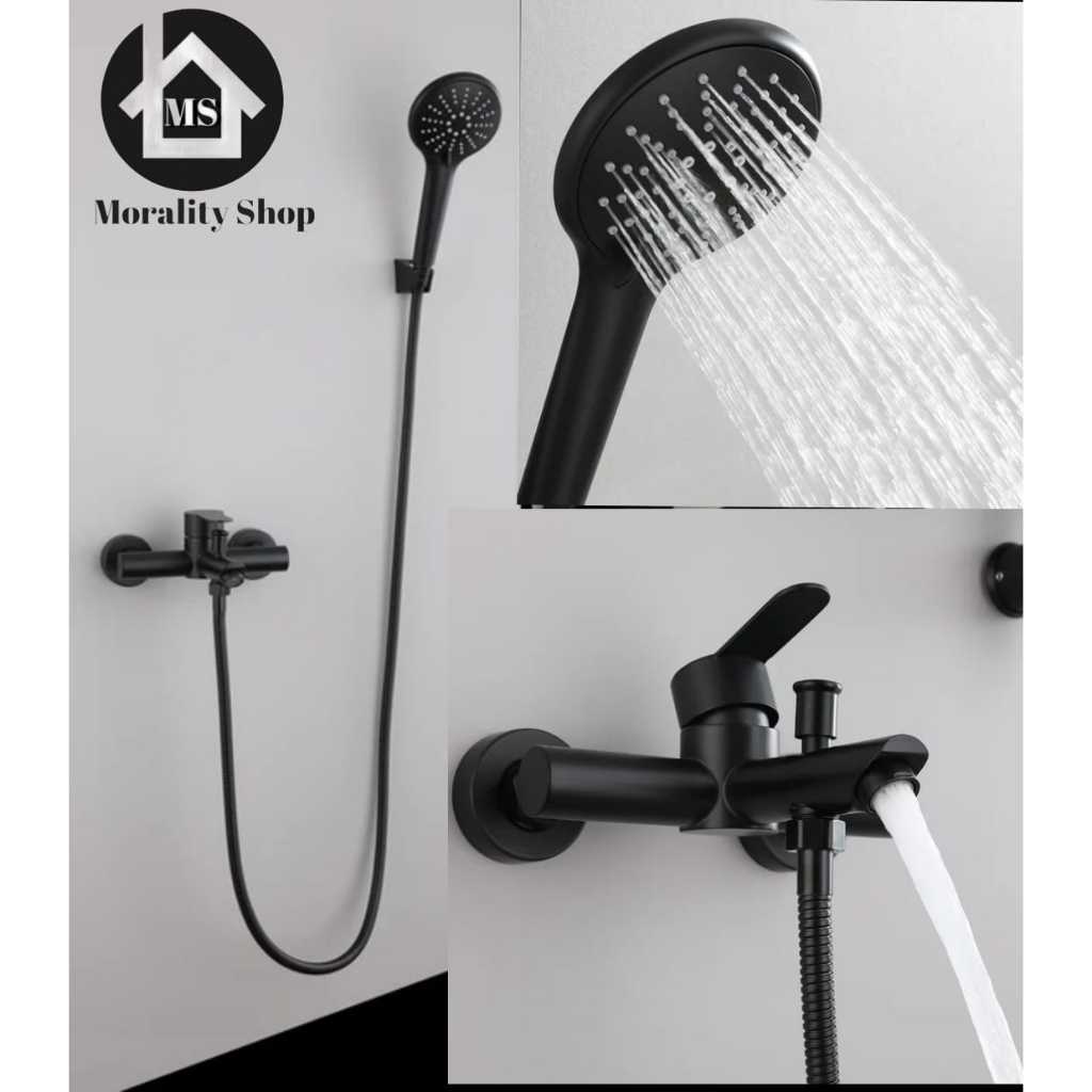 Jual kran bathtub hitam minimalis set CF85 D10 | Shopee Indonesia