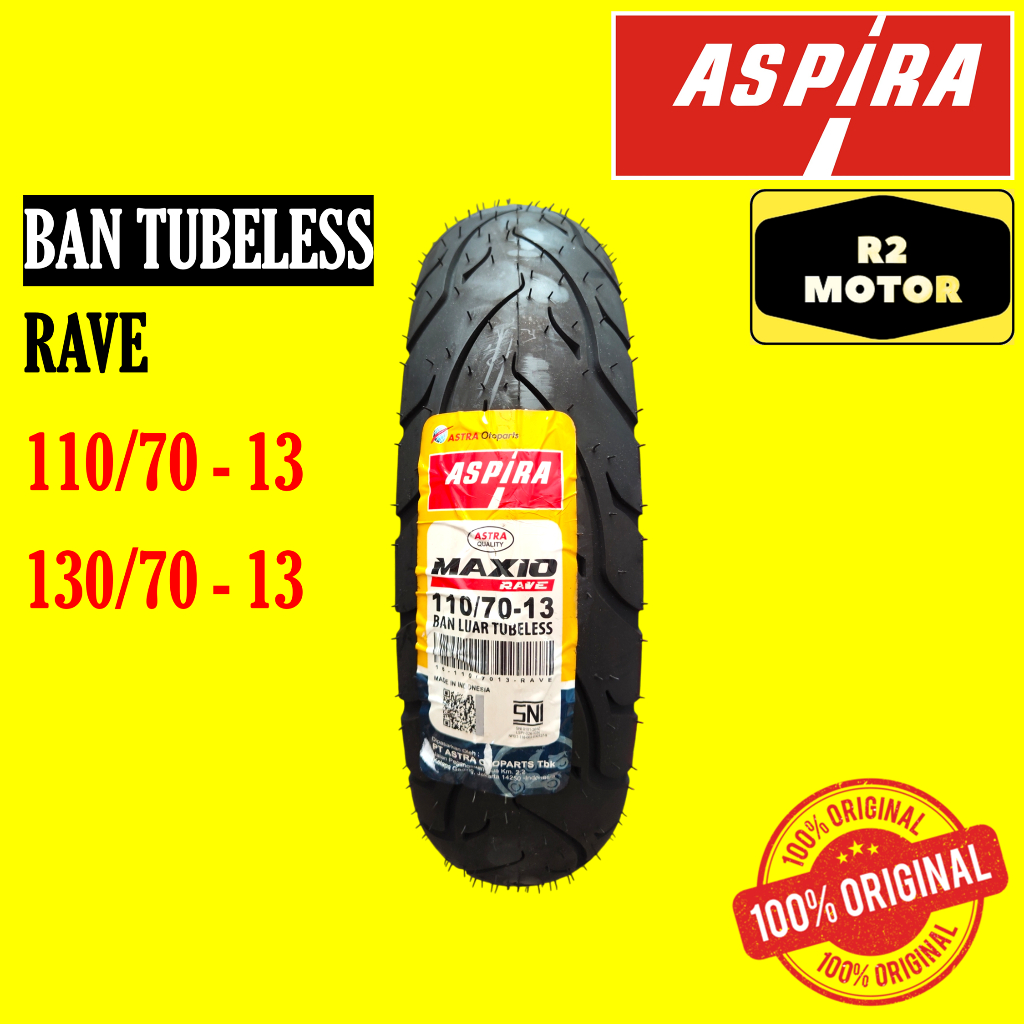 Jual BAN LUAR TUBELESS ASPIRA 110/70 130/70 RING 13 MAXIO RAVE NMAX ...