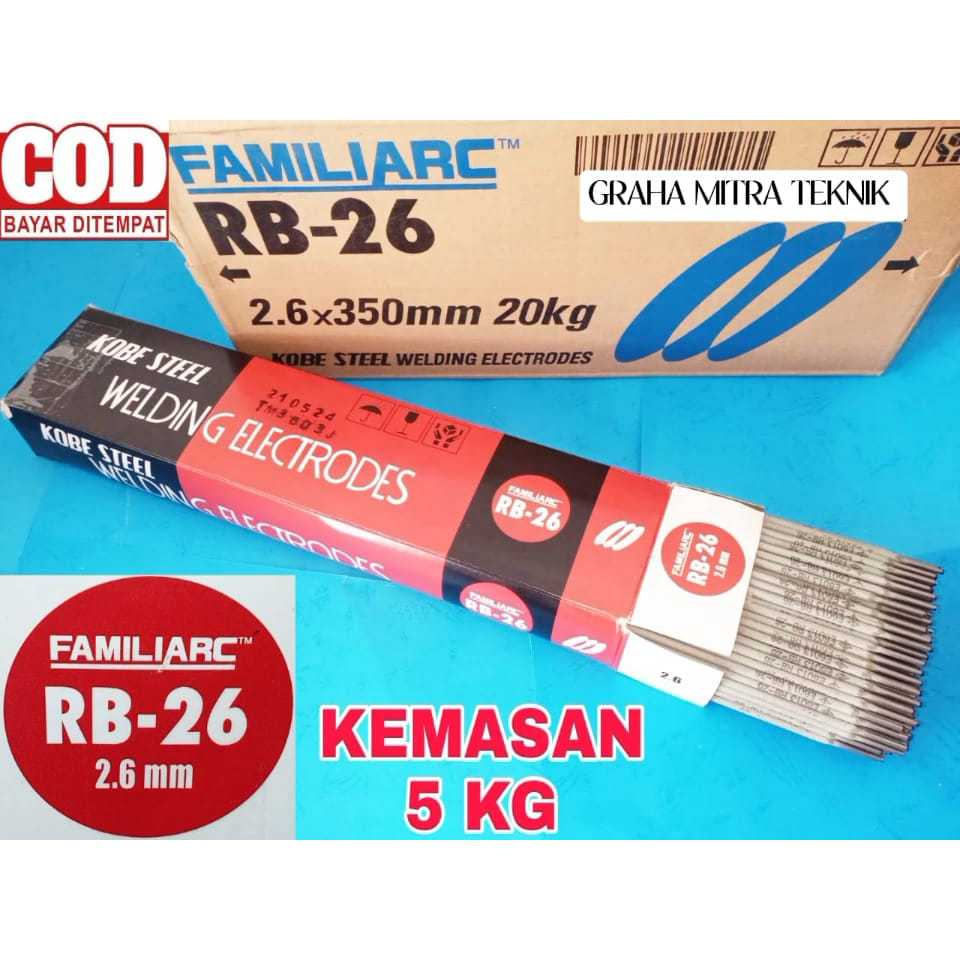 Jual Kawat Las KOBELCO RB26 2.6MM (5KG)/ RB 26 2.6 MM STEEL KOBE KAWAT STIK | Shopee Indonesia