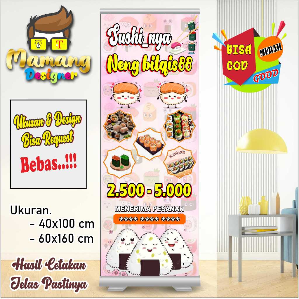 Jual Cetak Banner Spanduk Jualan Makanan Jepang Sushi Atau Kimbab bb ...