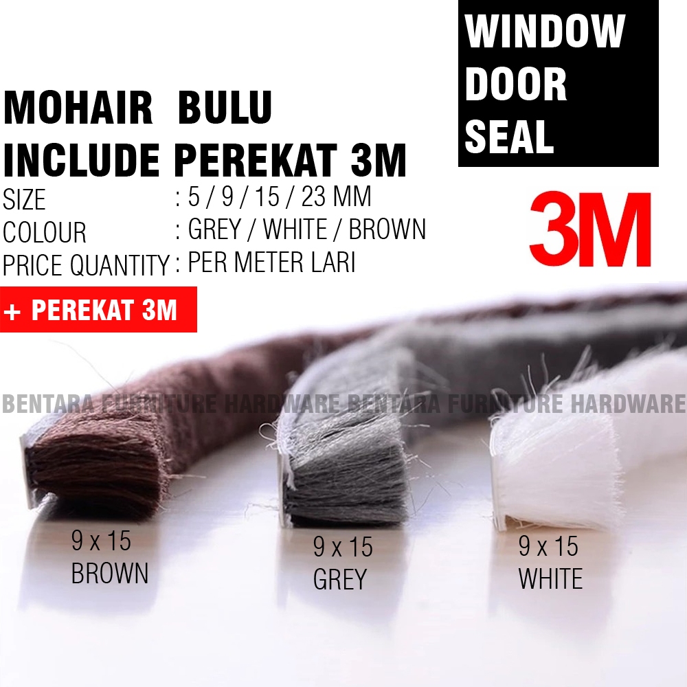 Jual 9 x 23 MOHAIR BULU (PEREKAT 3M) PEREDAM PINTU JENDELA 3M DOUBLE ...