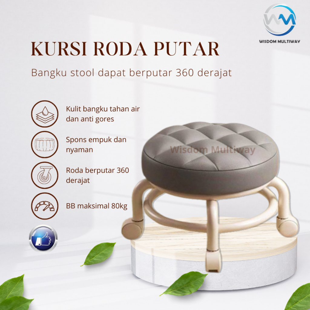 Jual Kursi Bangku Sofa Mini Bulat Katrol Roda Putar 360 Multifungsi ...