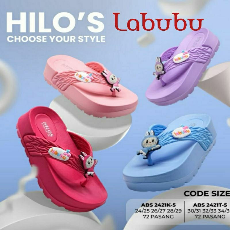 Jual Sandal Jepit Labubu Wedges Anak Perempuan Viral Sendal Karet Eva ...