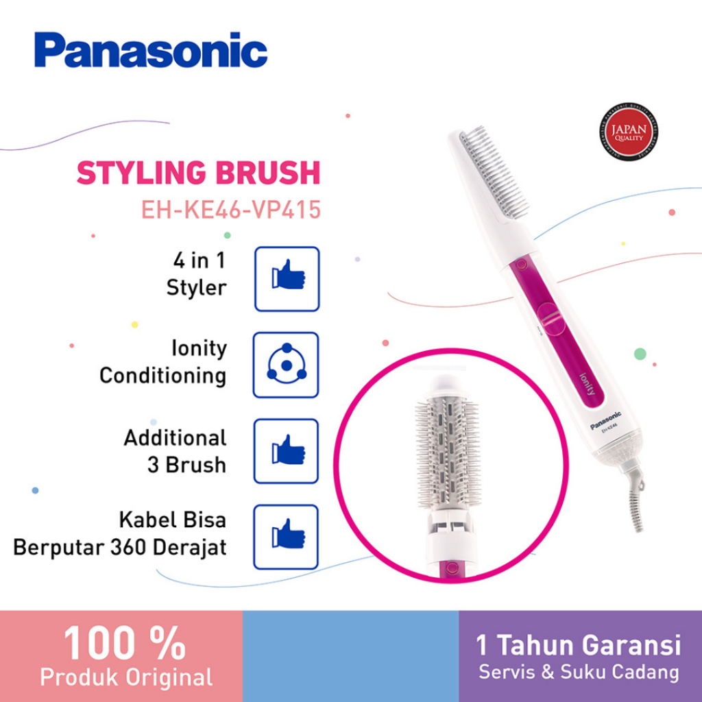 Jual Panasonic Sisir Angin Styling Rambut + 3 Attachments EH-KE46VP415 ...