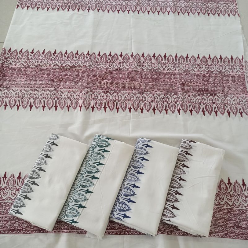Jual kain batik printing teteron rayon dasar batik putih motif jarum ...