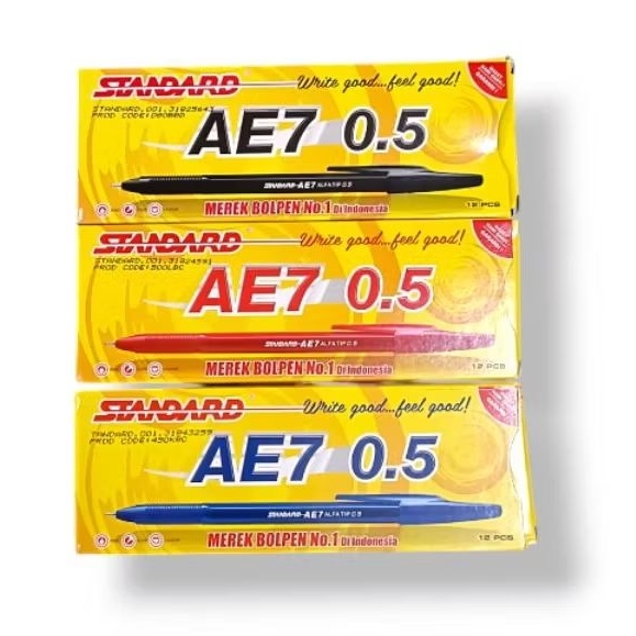 Jual pulpen AE-7 ballpoint pena standard hitam biru merah AE7 0.5 ( 12 pcs) | Shopee Indonesia
