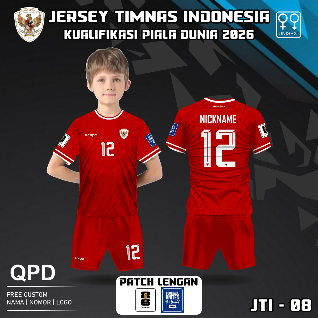 Jual Setelan jersey timnas indonesia terbaru baju kaos bola anak piala dunia U23 2024 free ...