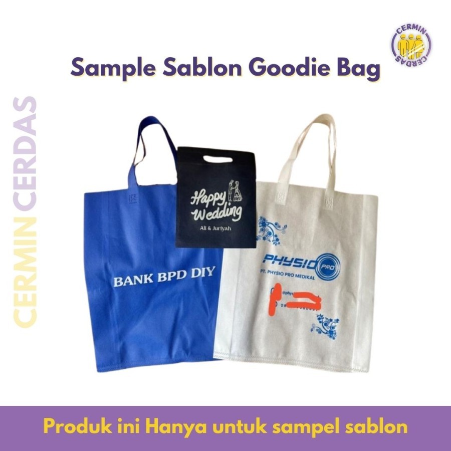 Jual Sample Contoh Goodie Bag Sablon Ukuran dan Design Random Model ...