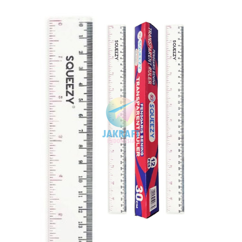 Jual (12 Pcs) GROSIR Penggaris Mistar 30 Cm SQUEEZY RR-SQ665 Warna / RR ...