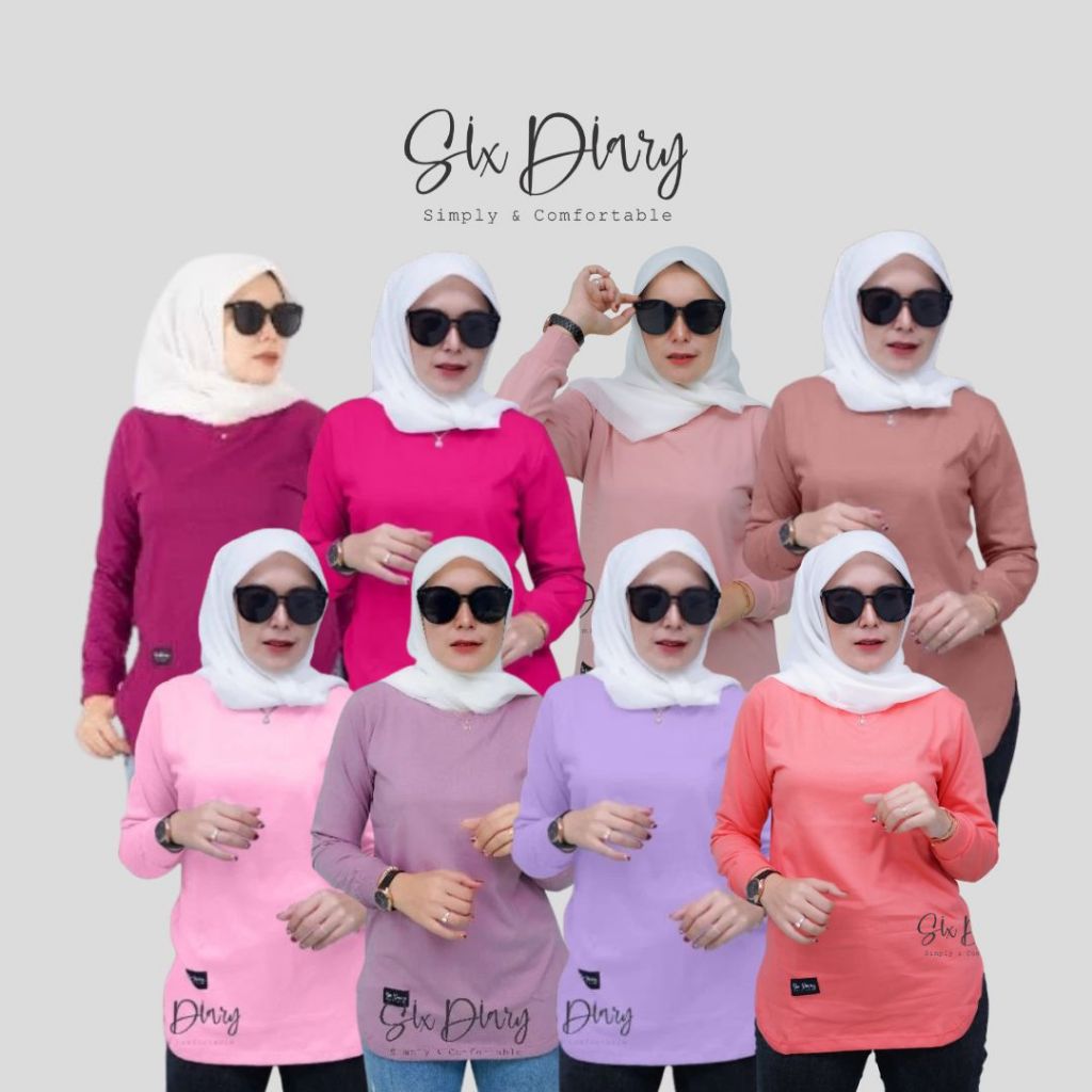 Jual Six Diary Official Atasan Wanita Kaos Oval Viral | Kaos Polos Tangan Panjang Wanita ...