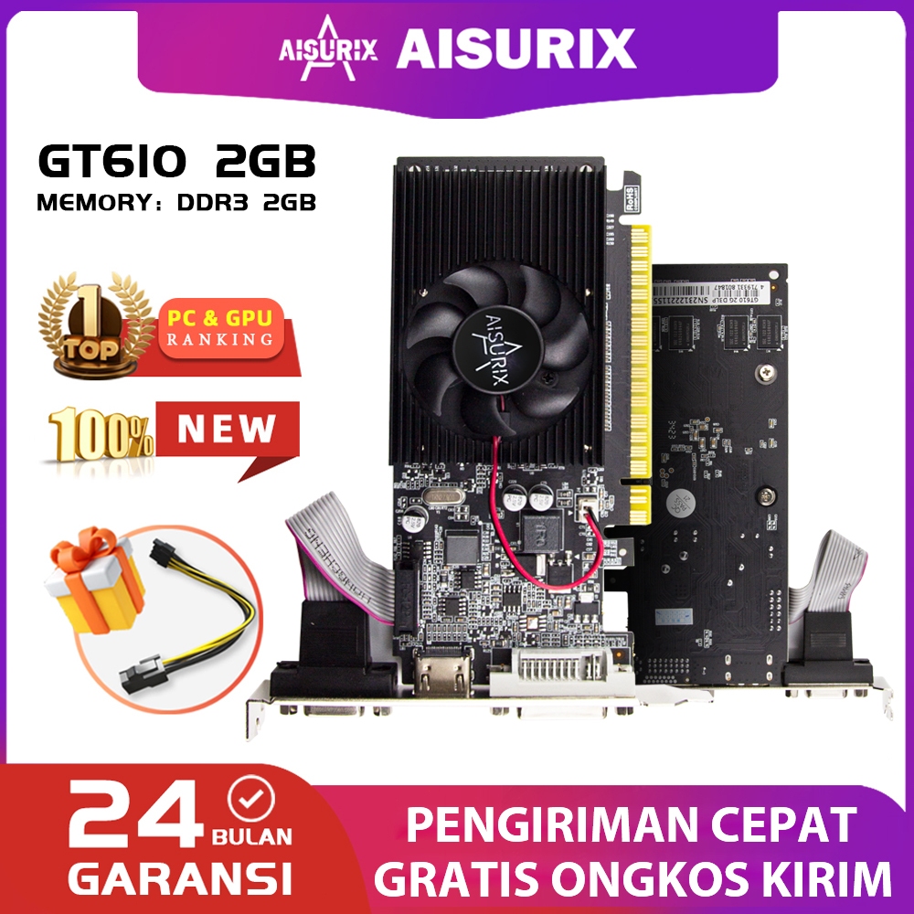 Jual AISURIX GT 610 2GB VGA card DDR3 64Bit VGA+HD+DVI PCI-E 2.0 GT610 | Shopee Indonesia