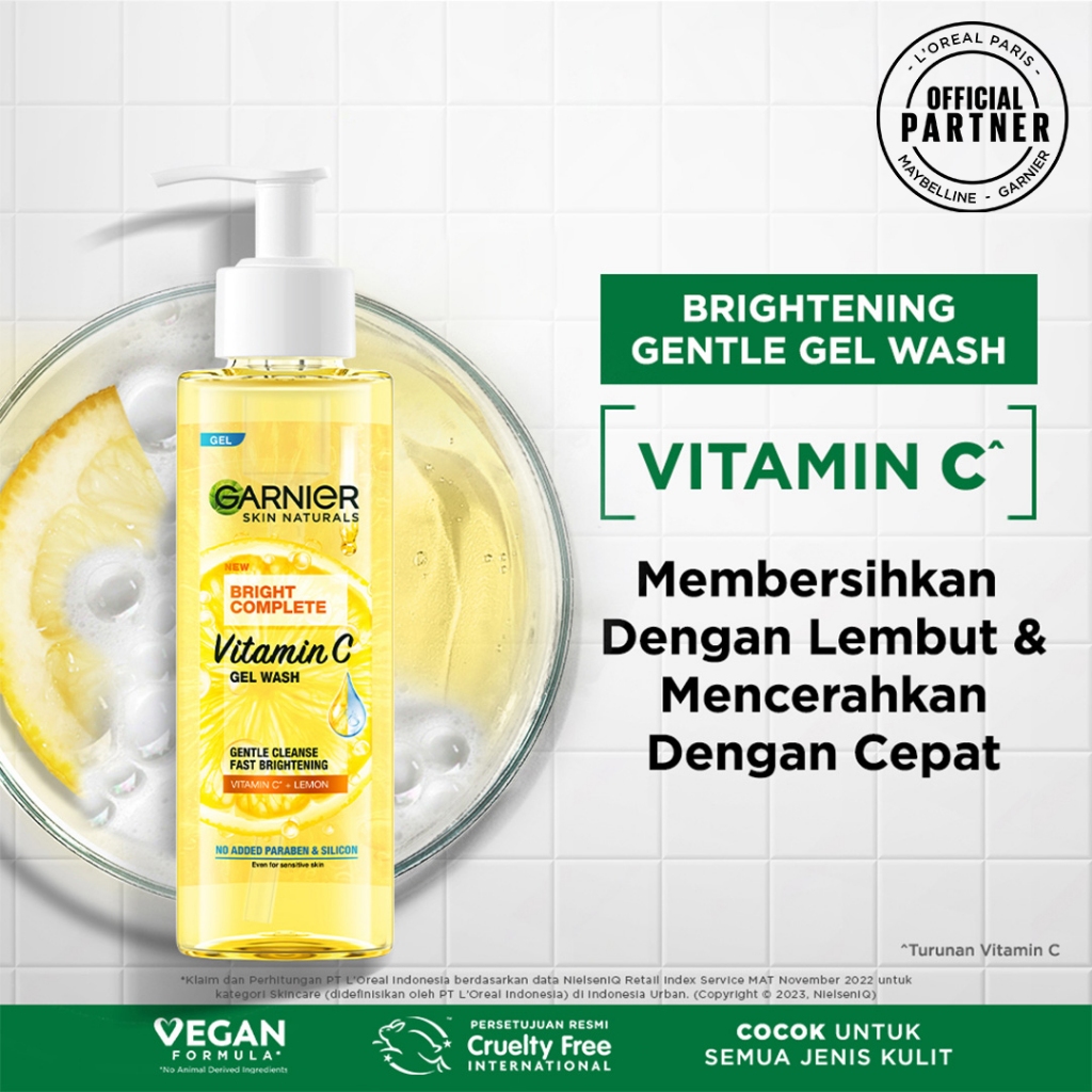 Jual Garnier Bright Complete Vitamin C Gel Wash 120ml (PUMP)| Pembersih ...