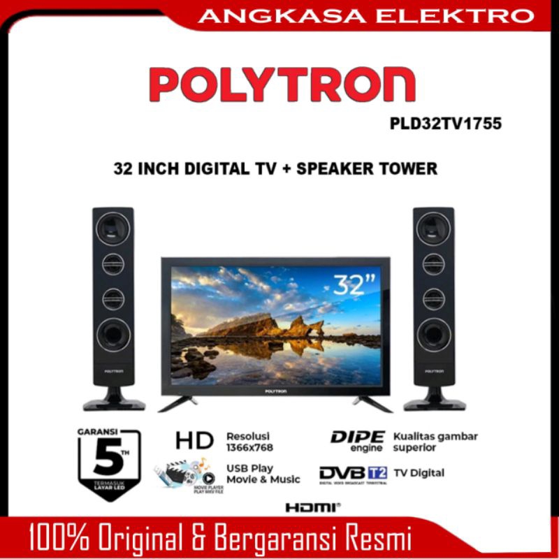 Jual LED TV Polytron 32" Speaker Tower - Digital TV - HDMI - Usb Movie - Garansi Resmi 5 Tahun ...
