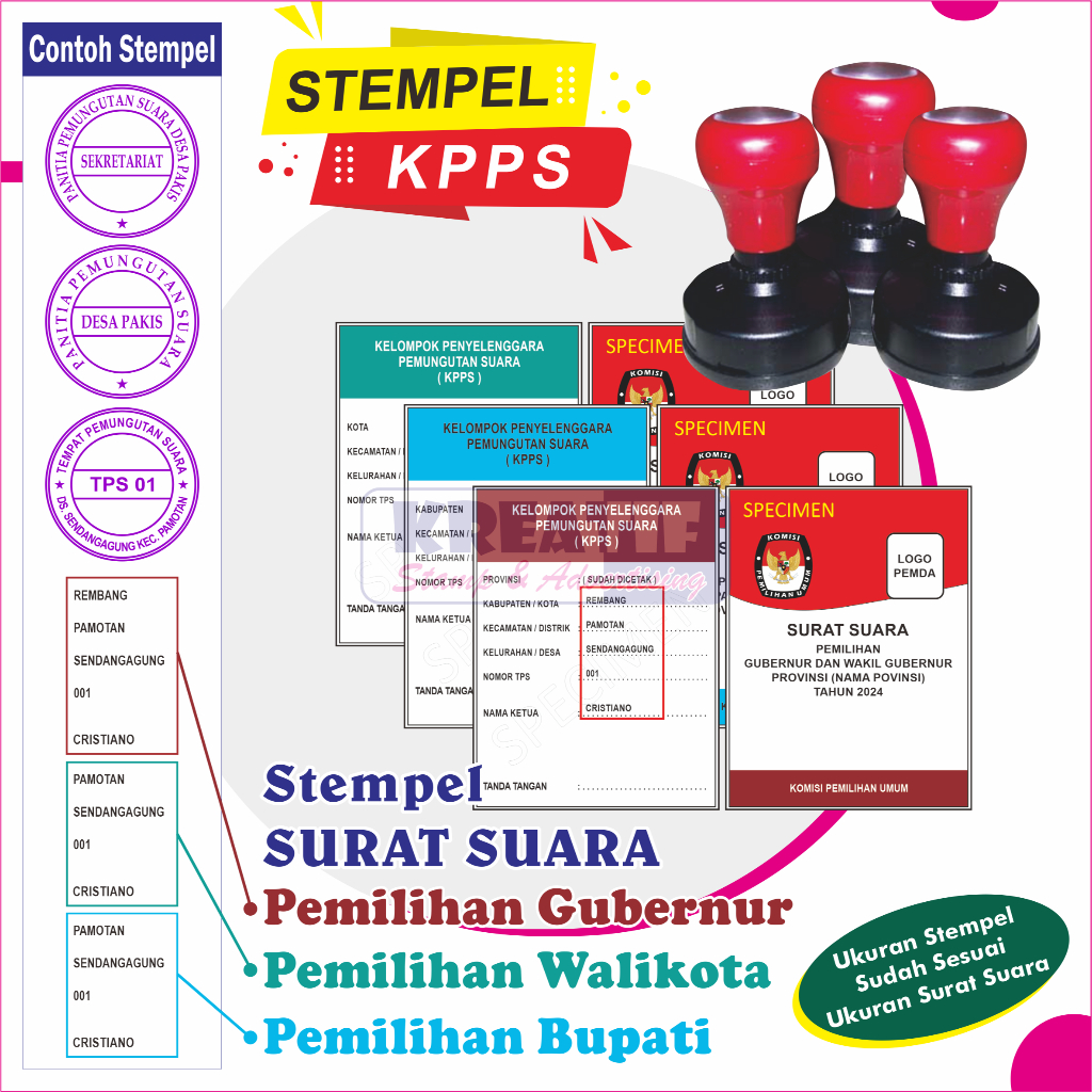 Jual STEMPEL KPPS PEMILU SURAT SUARA PILKADA PILGUB PILBUP PILWALKOT PPS TPS SEKRETARIAT TANDA ...