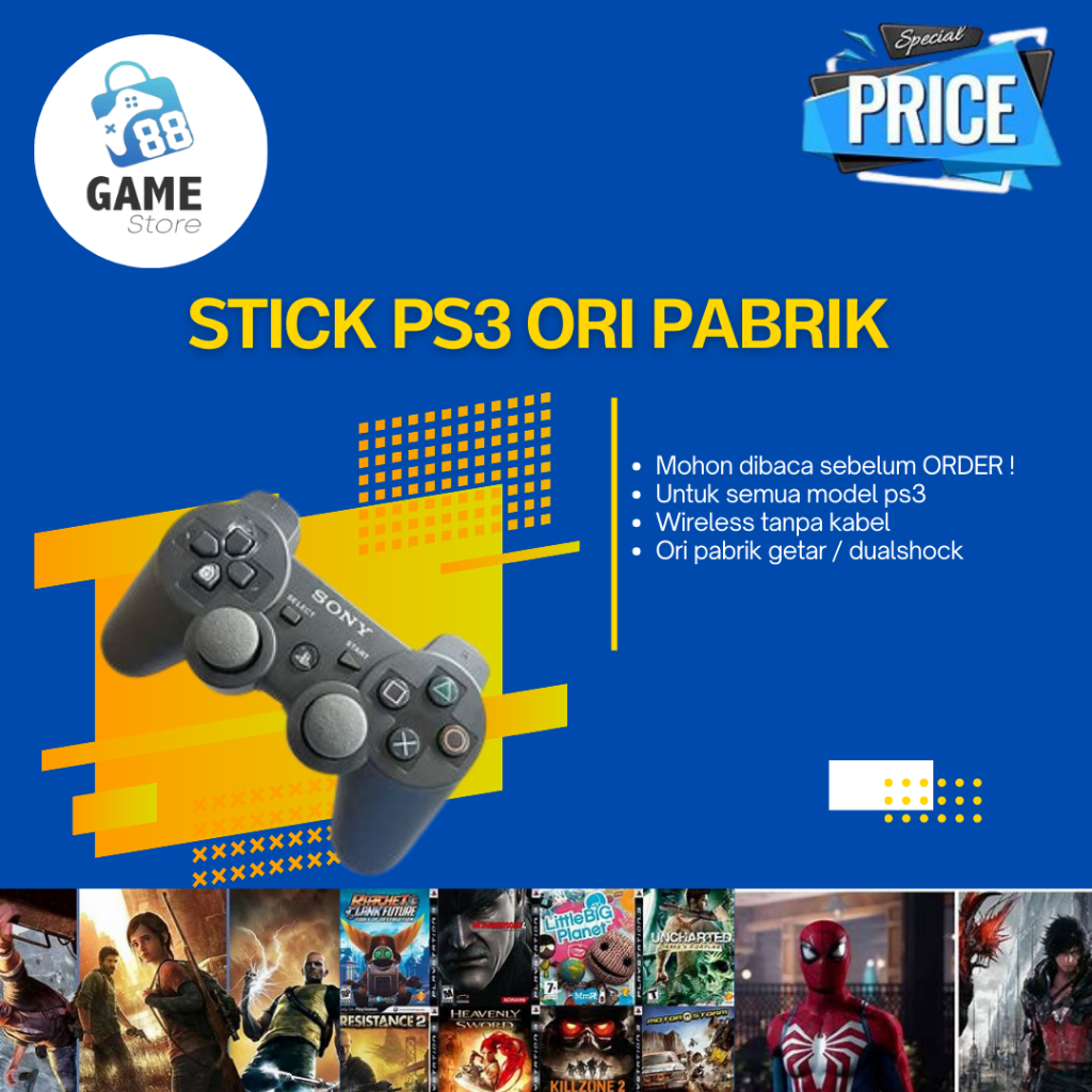Jual STICK PS3 / CONTROLLER PS3 /ORIGINAL PABRIK / WIRELESS TANPA KABEL ...