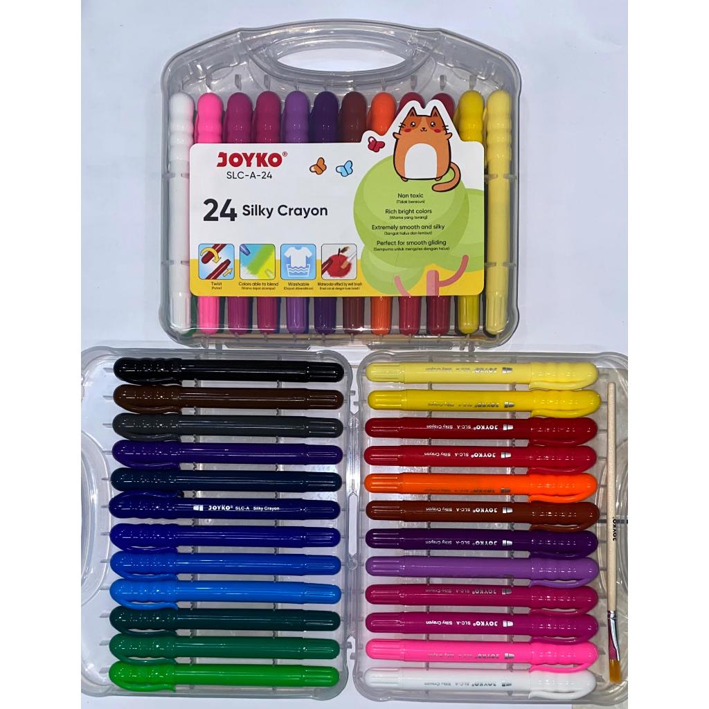 Jual Crayon Joyko Silky SLC-A-24 Warna + Kuas / Krayon Halus SLC A 24 ...