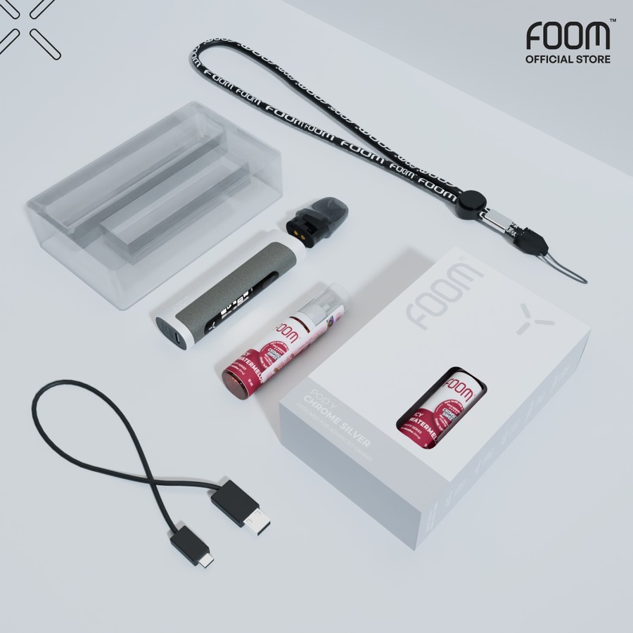 Jual Foom Y Chrome Silver + Foom Salt Nic 15ML by Foom Lab / Foom Pod Y ...
