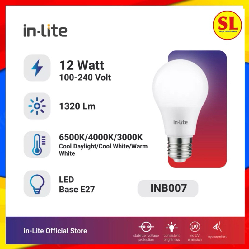 Jual INLITE LAMPU LED 12 WATT INB007 BULB PUTIH KUNING | Shopee Indonesia