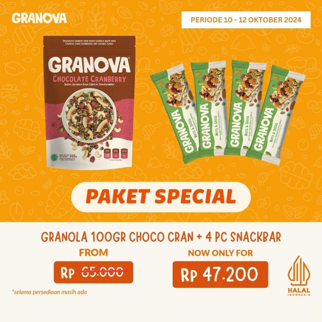 Jual Granova - Bundling Granola Chocolate Cranberry 100gr & Snackbar ...