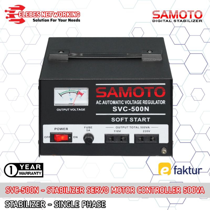 Jual SVC 500N Stabilizer Listrik SAMOTO 500VA Stavolt AVR Servo Motor ...