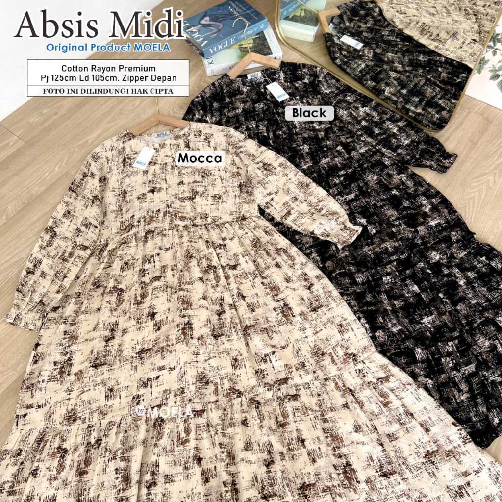 Jual ABSIS MIDI DRESS COTTON RAYON PREMIUM ADEM HALUS NYAMAN BY MOELA ...