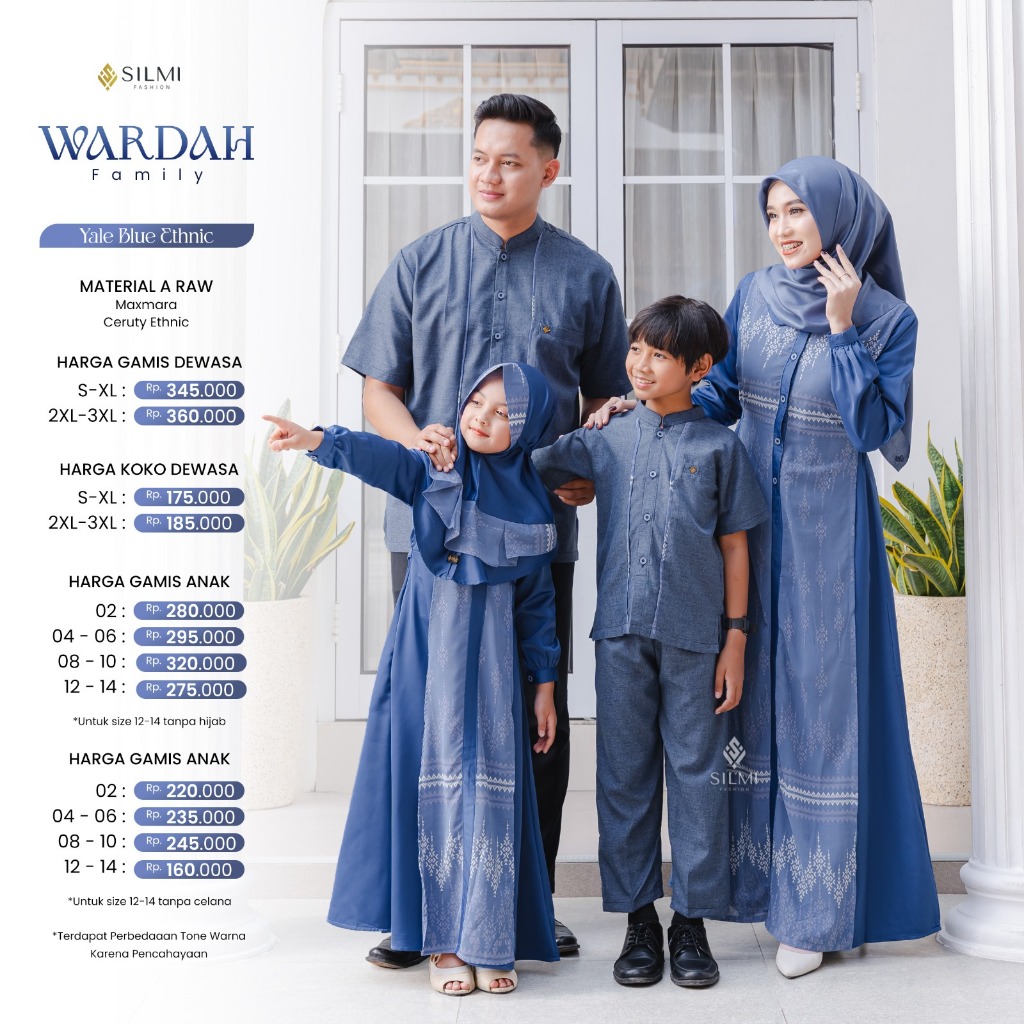 Jual SARIMBIT TERBARU 2025 COUPLE FAMILY LEBARAN WARDAH YALE BLUE ...